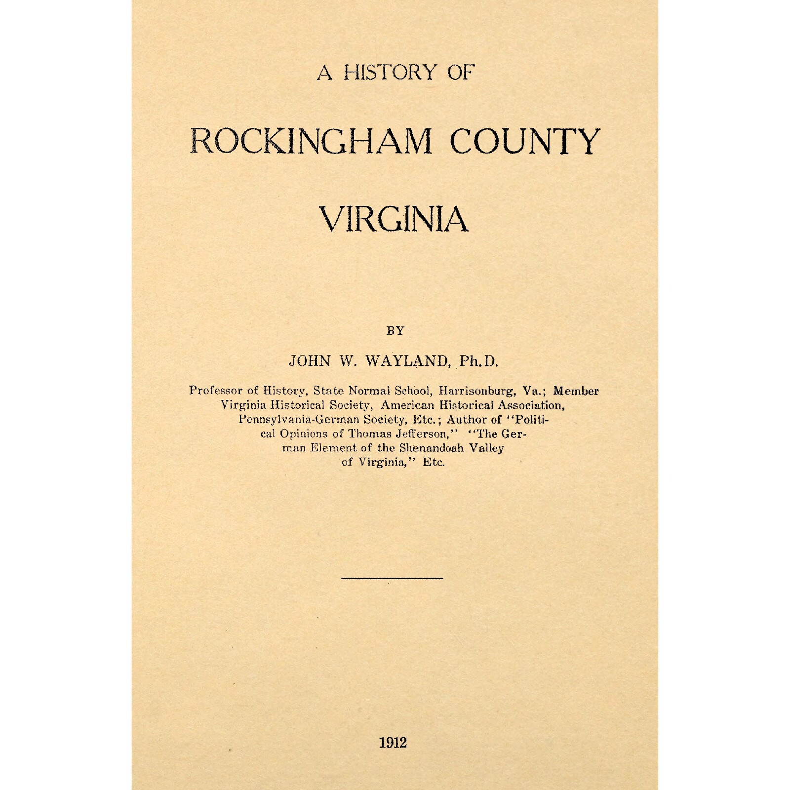 A History of Rockingham County Virginia | eBay