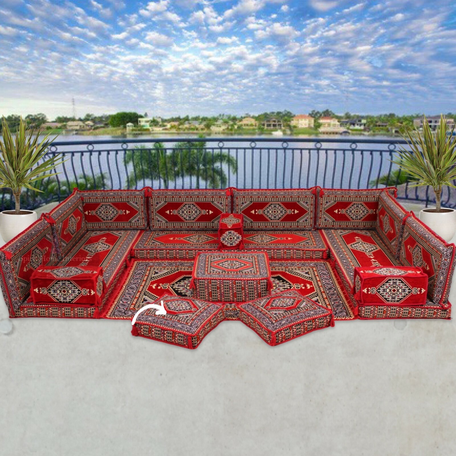 Arabic majlis floor seating, Modular U-shape corner sofa set, Bohemian ...