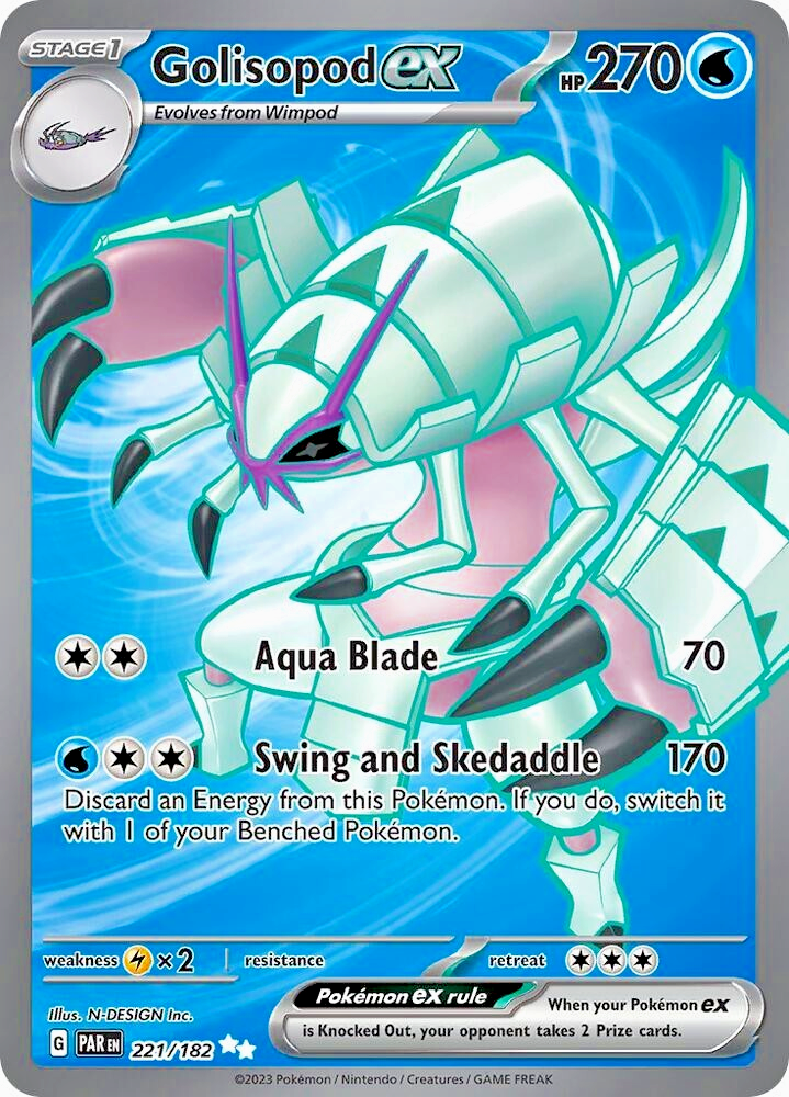 Pokémon TCG Golisopod ex 221/182 Paradox Rift Full Art Ultra Rare Holo ...