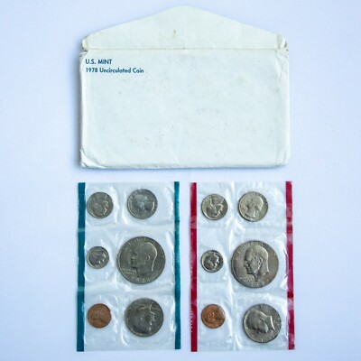 1978 Uncirculated US Mint Set Philadelphia + Denver Original Plastic ...
