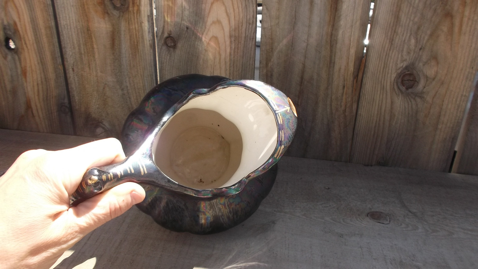 Vintage Ceramic Pitcher Iridescent Unicorn Gold Detailing Unique Art 7 ...