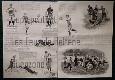 UN MATCH DE FOOTBALL 1892 gravure document print | eBay
