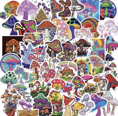 50pcs Psychedelic Magic Mushroom Sticker Pack Quality Gloss Vinyl ...