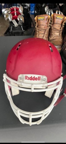 Riddell Football Helmet Matte Red, white face mask Medium | eBay