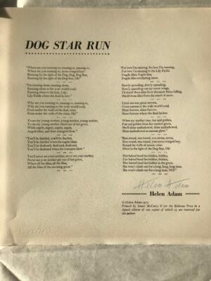 Poet Helen Adam DOG STAR RUN Limited Signed Edition 1975 Bellevue Press ...