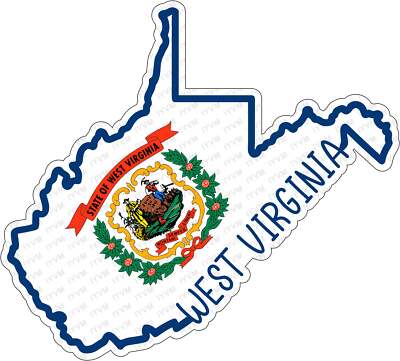 State of West Virginia Flag Map Sticker Decal USA West Virginia State | eBay