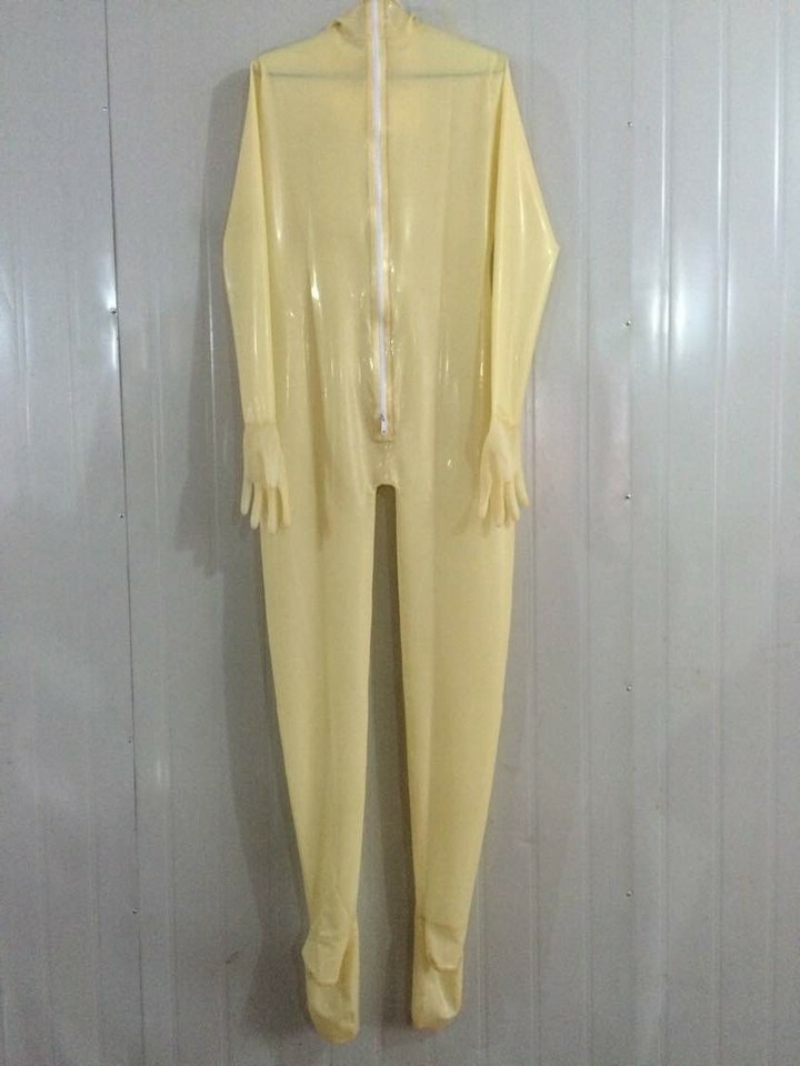 100% Latex Rubber Sexy Overall Transparent Tight Catsuit Mask Bodysuit ...