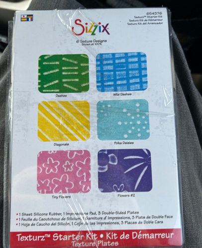 Sizzix Texturz Starter Kit 6 Texture Plates 654376-dashes, daisies, etc ...