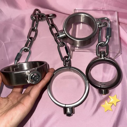 Heavy Duty Stainless Steel Bondage Neck Collar Handcuffs Ankle Cuffs ...