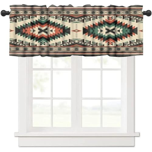 Aztec Valance Curtain for Kitchen, Western Tribal Navajo Native ...