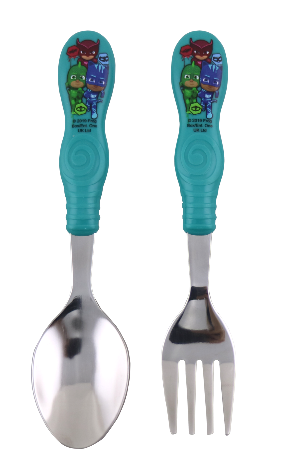 DISNEY PJ MASKS KIDS EASY GRIP FLATWARE SPOON & FORK CUTLERY SET . ZAK ...