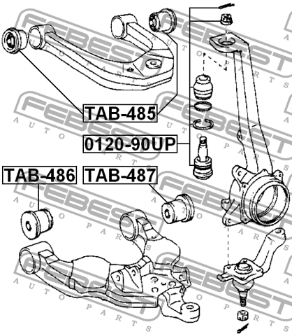 TAB-486 Febest BUSHING, FRONT LOWER CONTROL ARM 48654-34020, 48654 ...