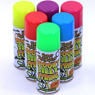 12 x Silly Crazy String Spray Halloween Purple Blue Green Yellow Pink ...