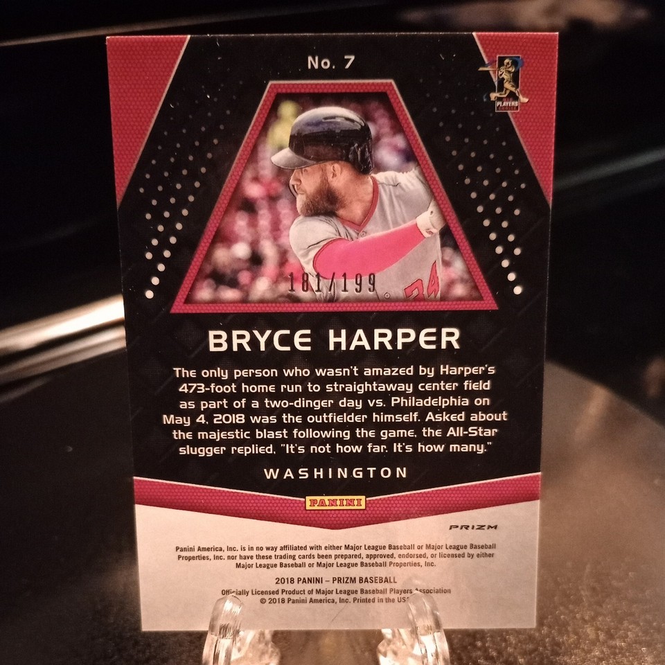2018 Panini Chronicles Baseball Prizm Bryce Harper 181/199 Ruby Wave ...