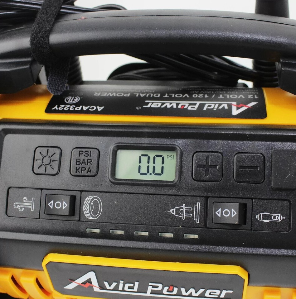 Avid Power ACAP322 12V DC/110V AC Air Compressor Dual Power Tire Pump ...