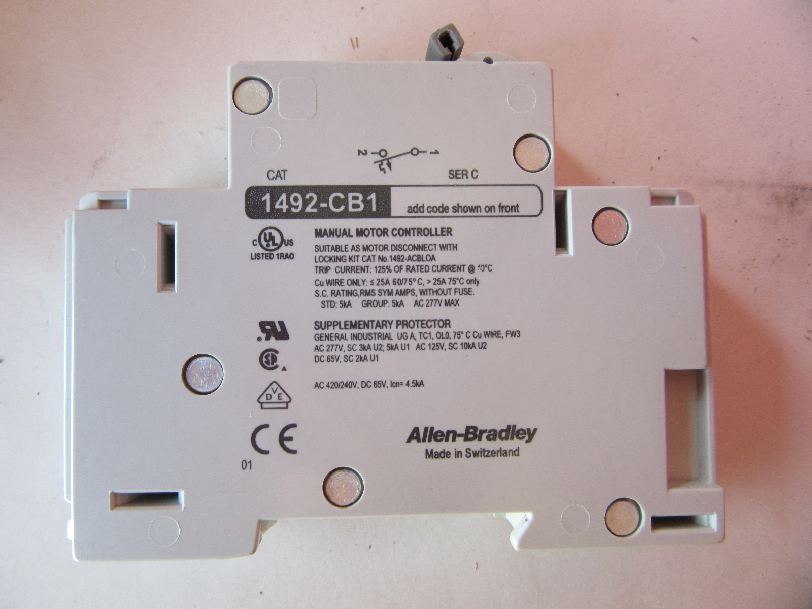 (4) Allen Bradley 1492-CB1-G100 Circuit Breakers 1P 10A 277V VGC!! Free ...