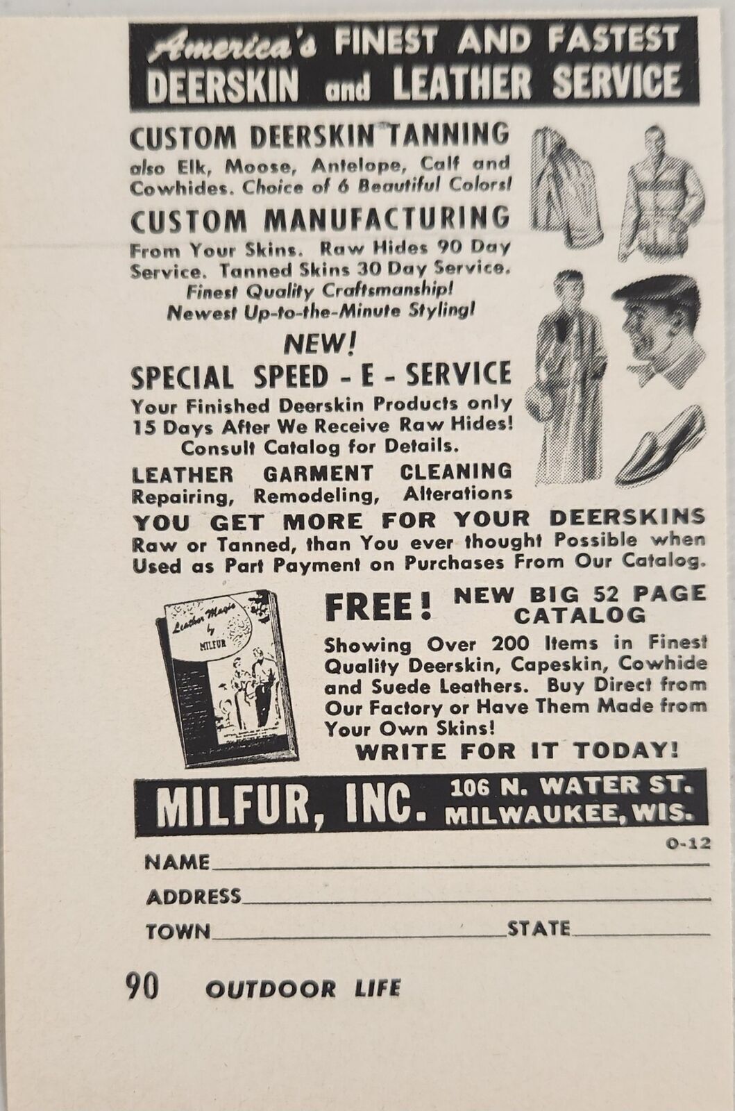 1956 Print Ad Milfur Deerskin Tanning & Leather Service Milwaukee ...