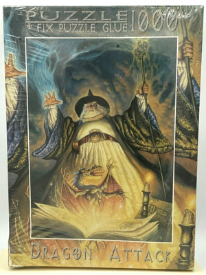 Dragon Attack 1000 Piece Puzzle Sealed Shrink Wrap Puzzle Glue Wizard’s ...