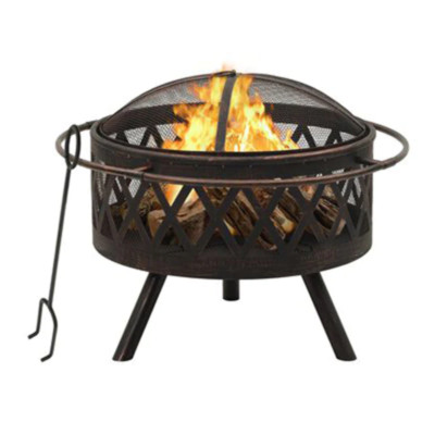 Rustic Fire Pit With Poker 76 Cm Xxl Steel | eBay