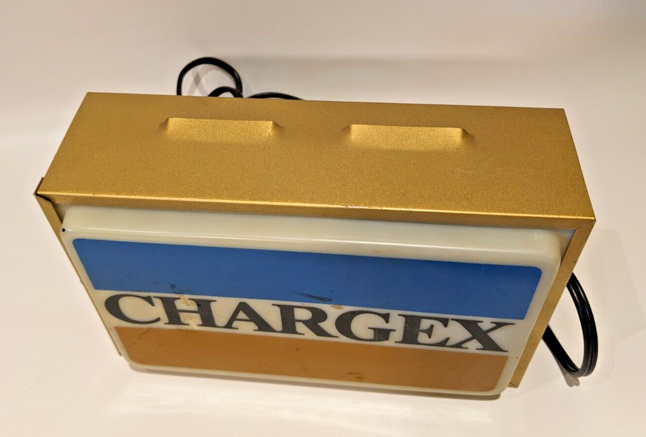 Vintage 1970s Lighted Chargex Advertising Lamp Sign Bank Retail Credit ...