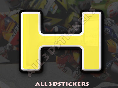 3D Stickers Resin Domed LETTER H - Color Yellow - 50 mm(2 inches ...