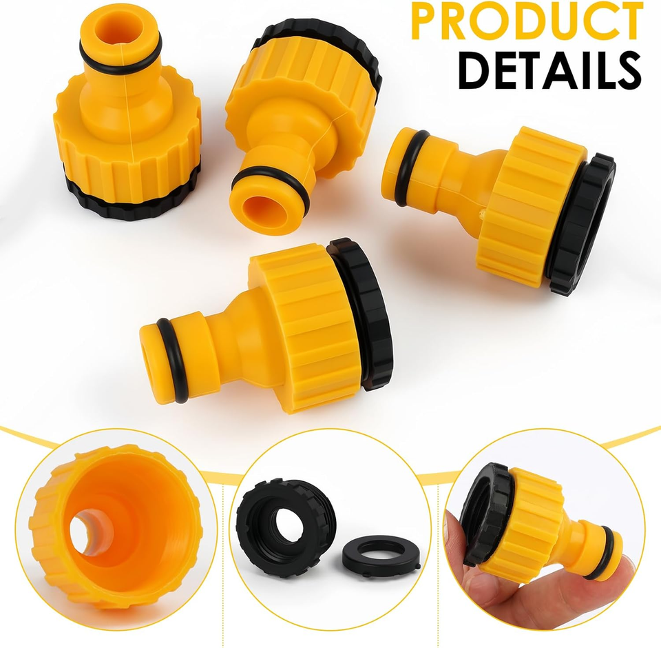 4-Pack Universal Hose Tap Connector Set, Durable Plastic 2-In-1 ...