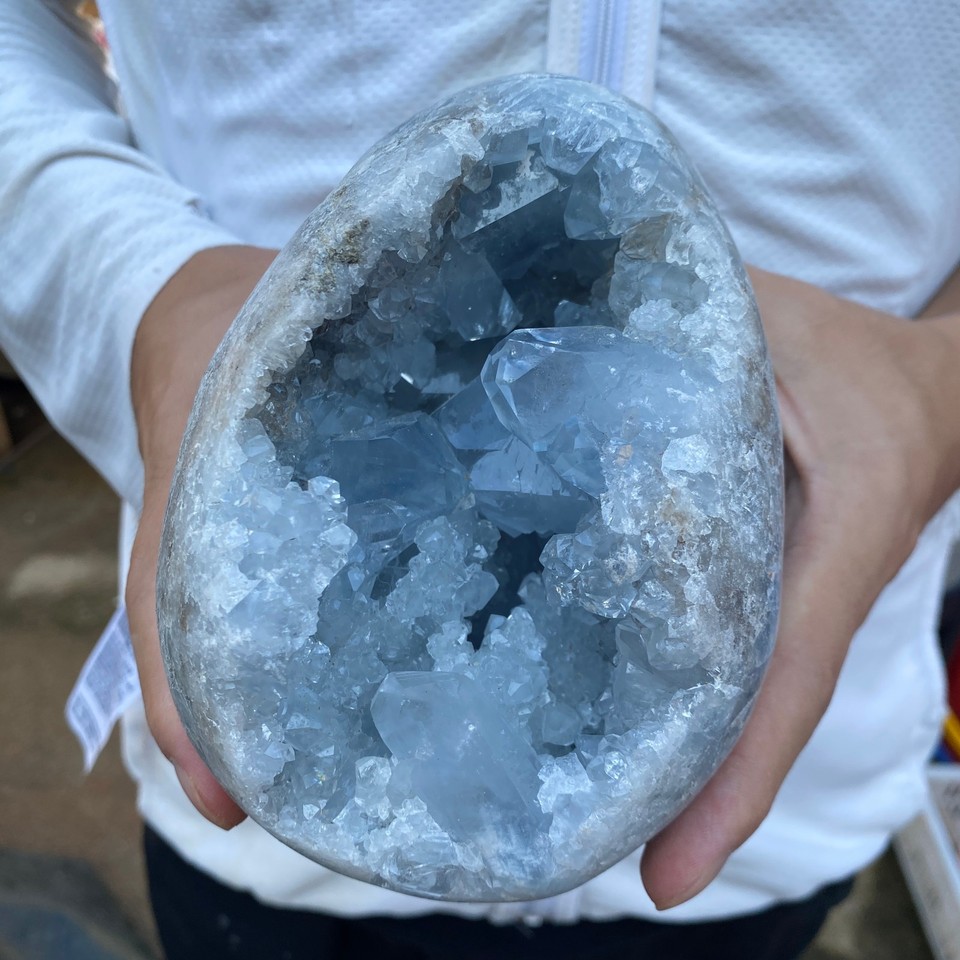 5.8lb Natural Blue Celestite Crystal Geode Rough Mineral Specimen ...