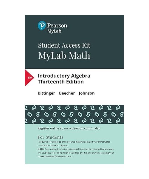 Introductory Algebra Mylab Math Standalone Access Card, Bittinger ...