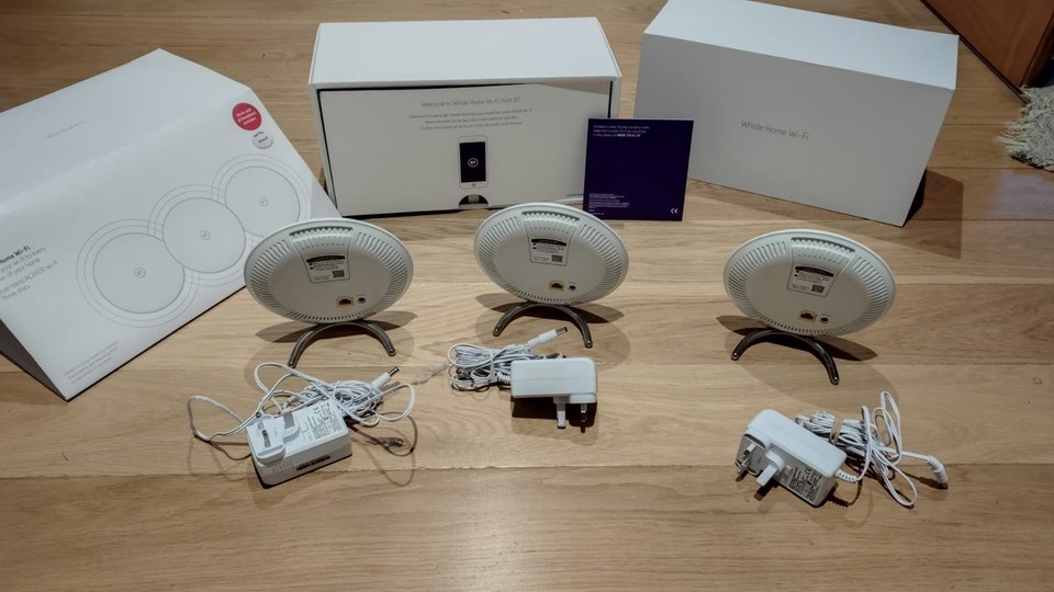 BT Whole Home WiFi Disc System Triple Pack With 3x Power Leads And 1x ...