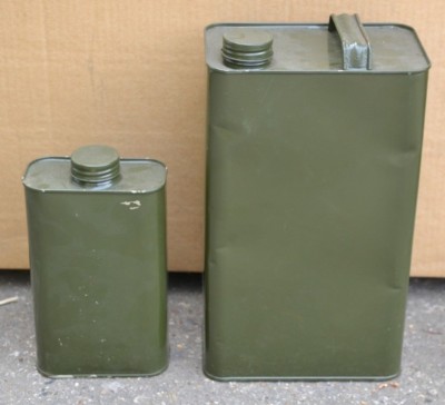 Ex Army Tin Oil Fuel Cans In Green Screw on Cap 1L , 2.5L & 5L | eBay