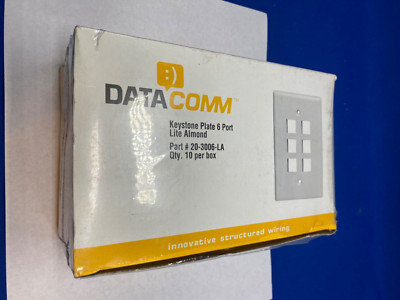 DATACOMM qty 10 box lot, keystone plate 6 port light almond 20-3006-LA ...