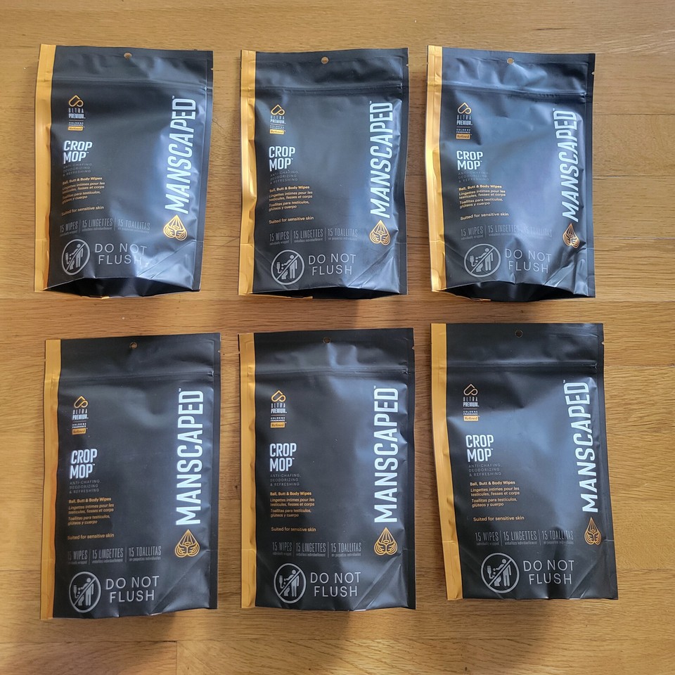 Manscaped Crop Mop Wipes 6 packs NEW 90 count lot Sealed Ball Butt On ...