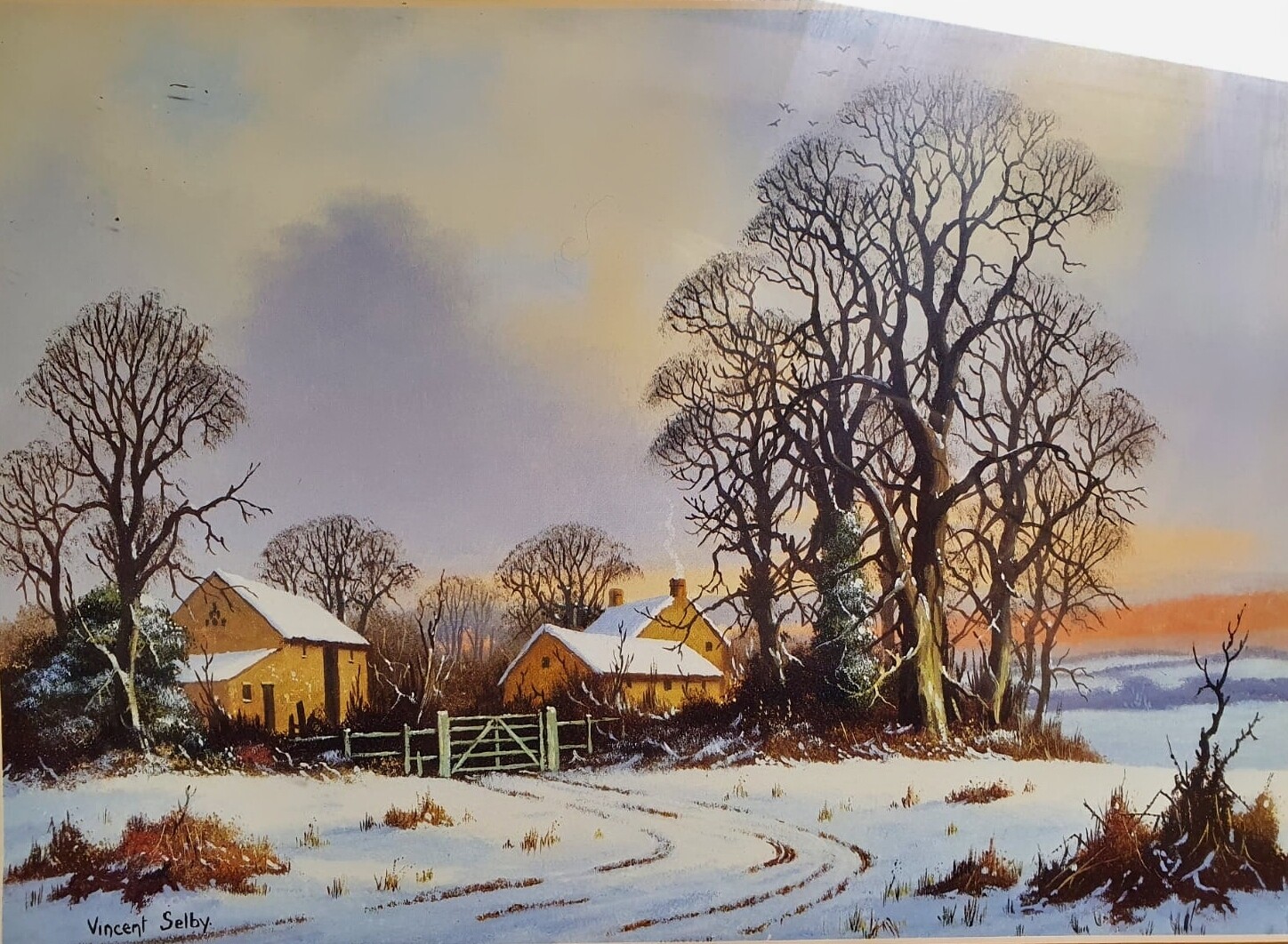 Vincent Selby Snow Cottage Landscape Wall Hanging Art Work Framed Print ...