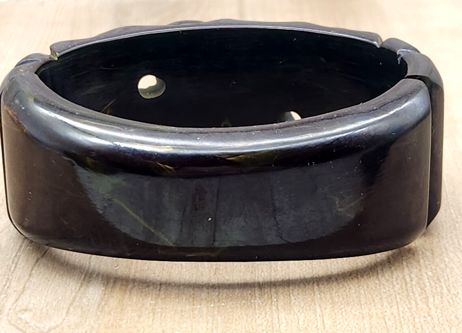 SMALL Vintage Blue Moon Bakelite Heavily Carved Floral Flower Clamper ...