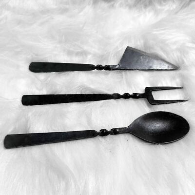 Viking Medieval Feast ware Set of Iron Spoon Fork Knife Feasting Eating ...