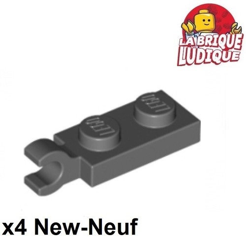 Lego 4X Plate Modified 1X2 Clip Horizontal On End Dark Gray Grip 63868 ...