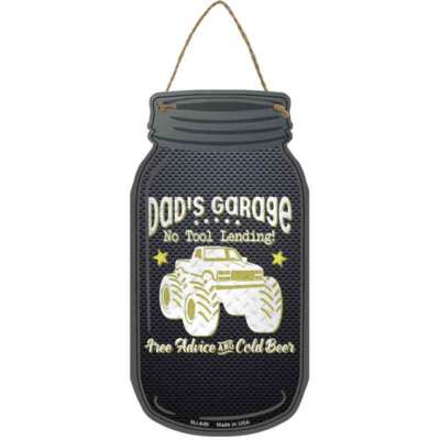 Dads Garage Yellow Novelty Metal Mason Jar Sign 4" x 8" | eBay