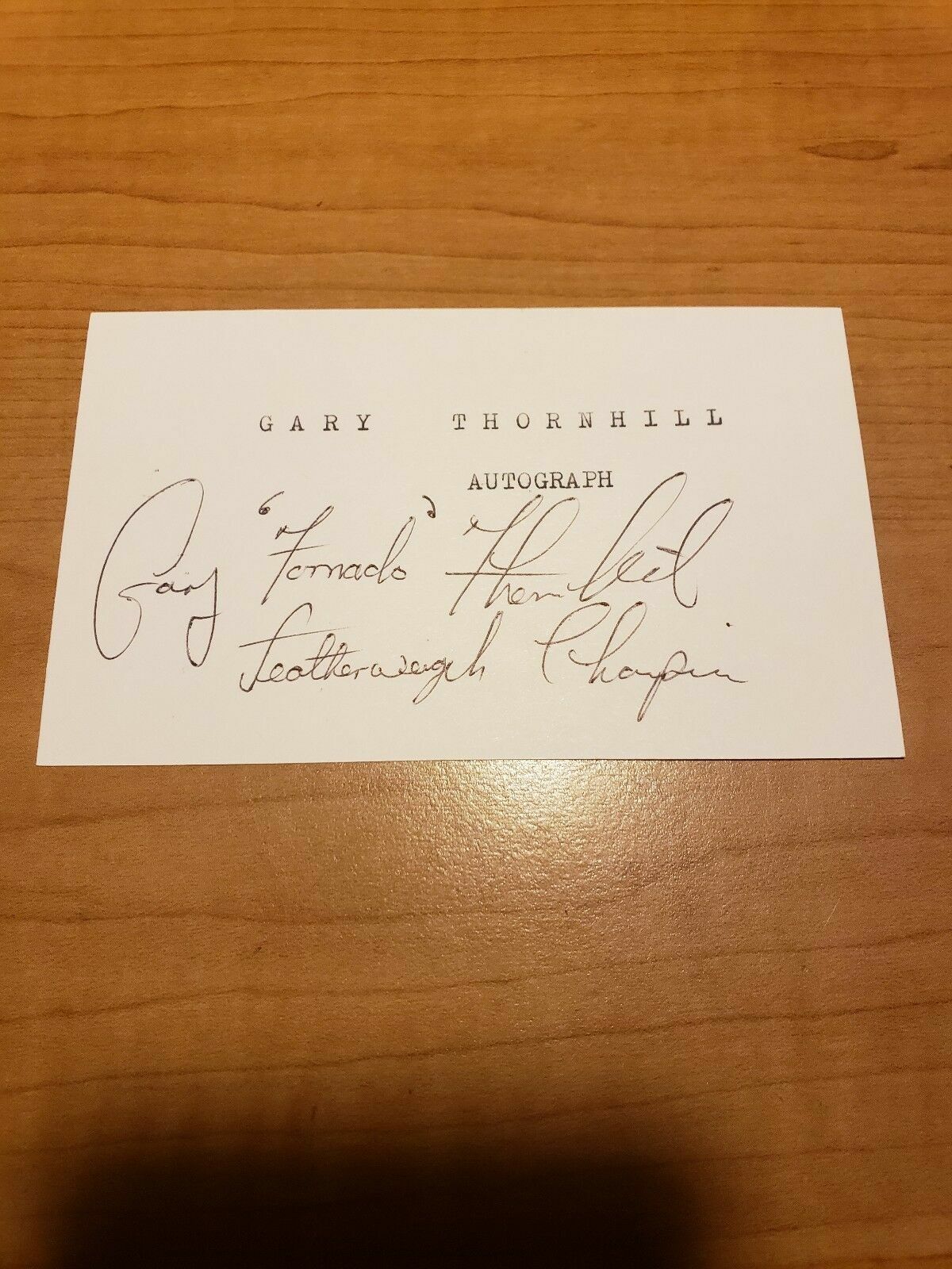 GARY THORNHILL - BOXER - AUTOGRAPH SIGNED - INDEX CARD -AUTHENTIC ...