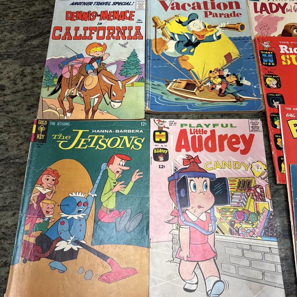 20 Vintage Comic Book lot Donald Duck, Popeye Jetsons, Dennis The ...