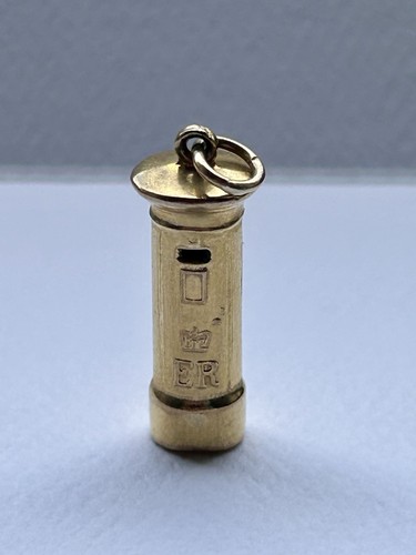 9ct Gold Vintage English Post Box Charm Or Pendant Rare Find 1.1g. Not ...
