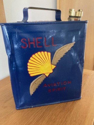 Vintage 1929 Shell Aviation Spirit 2 gallon petrol can matching brass ...
