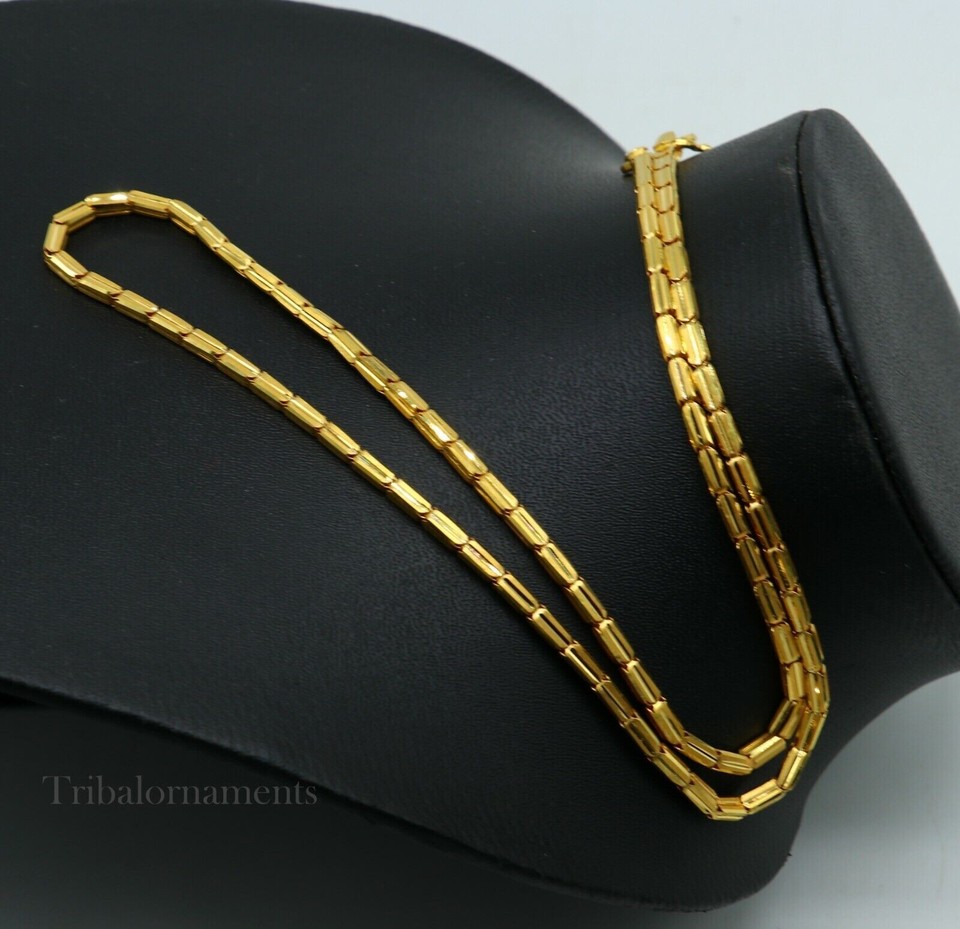 22kt 24 inches yellow gold handmade baht chain best gifting necklace ...