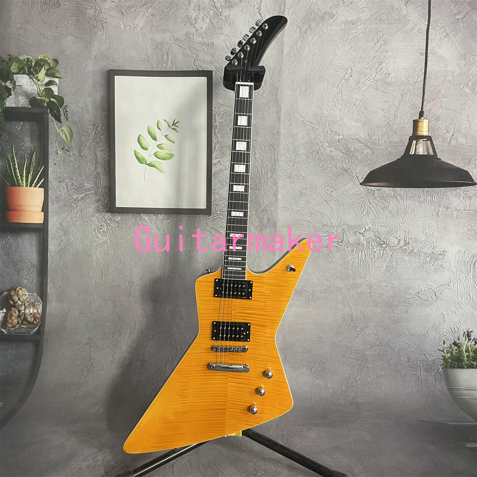 Explorer Electric Guitar Flamed Maple Top Mahogany Body&Neck HH Pickups ...