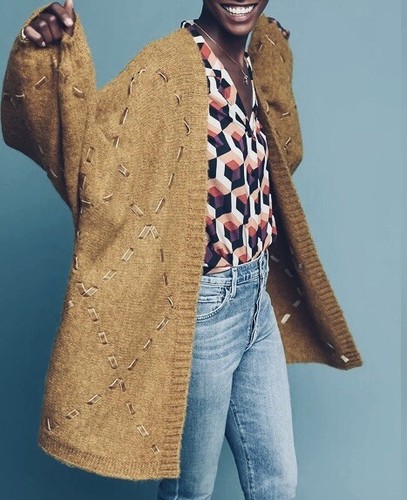 Anthropologie Sweater All Sizes Womens Akemi and Kin Yellow Open Woven ...