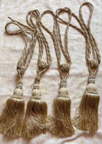 Vintage Cream Tone Brush Ropes Set 4pc Woven Curtain Tie Back 16 ...