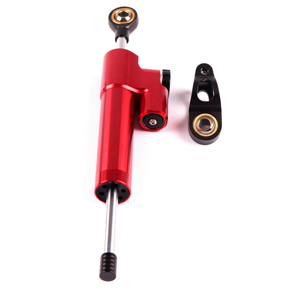 250MM Mounting Red Steering Damper Stabilizer 22 Clicks Adjustable For ...