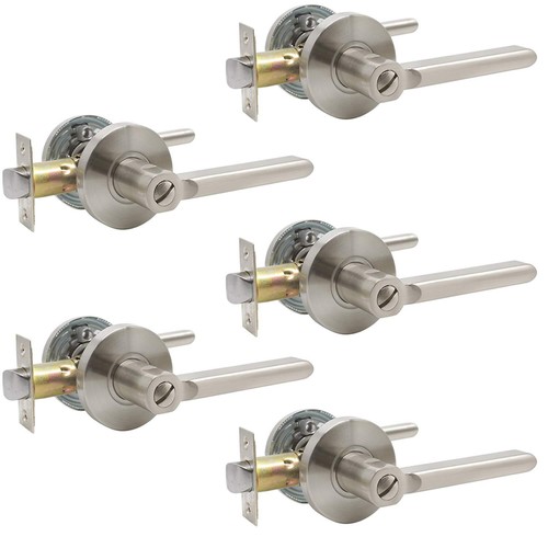 Satin Nickel Privacy Door Levers Flat Interior Bath/bed Door Handles ...