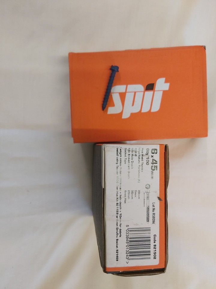 2 x box SPIT 921502 Tapcon Hex Head 6mm x 45mm Screws x 100 | eBay UK