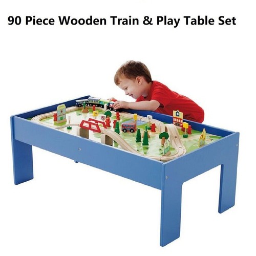 Kid Pretend Toy Large 90pc Wooden Train Track Table Set Brio & Thomas ...