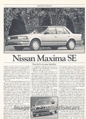 1985 Nissan Maxima SE Road Test Original Car Review Print Article J686 ...